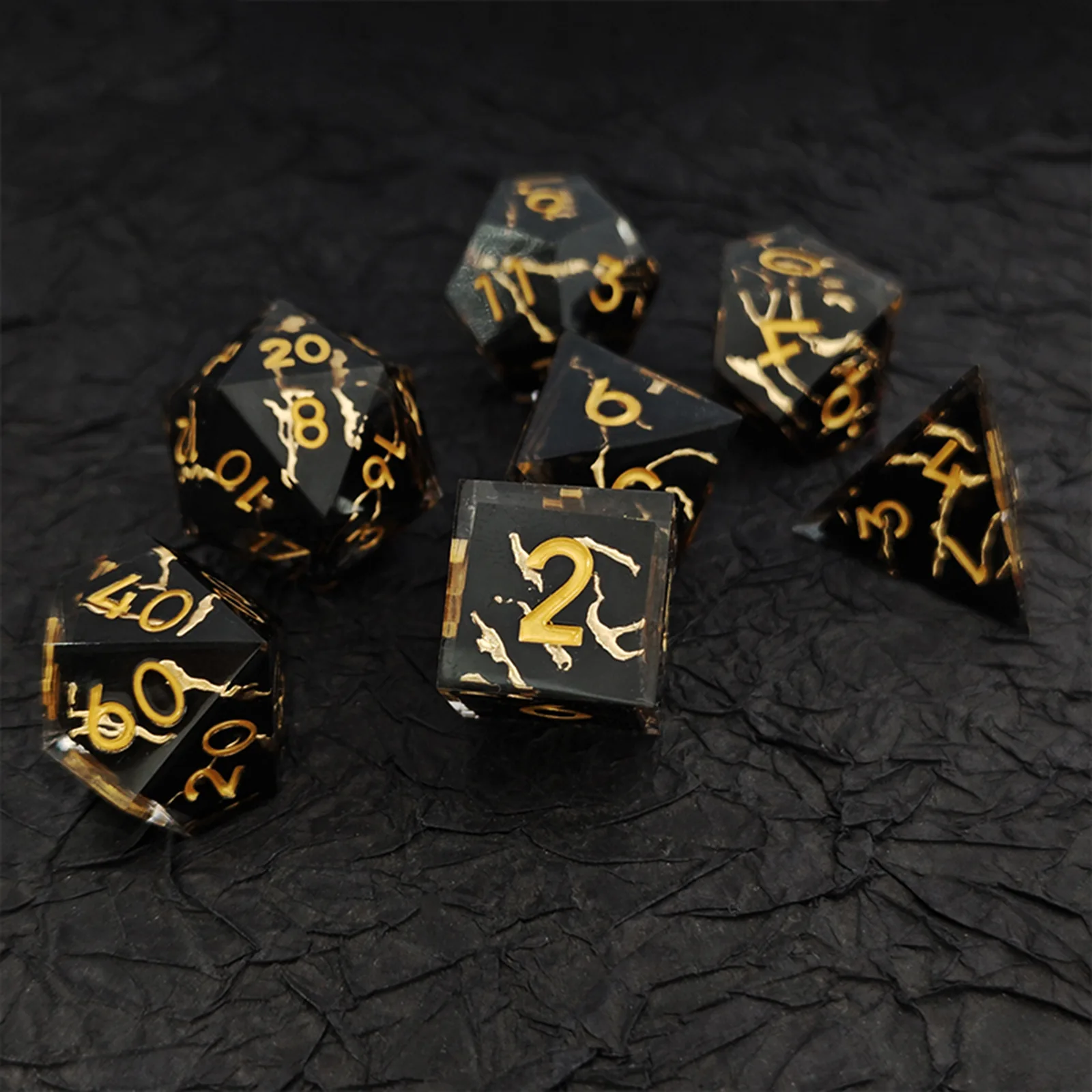 Wholesale Eco-Friendly Custom Logo Resin 7-Piece Icosahedron Dice Set ...