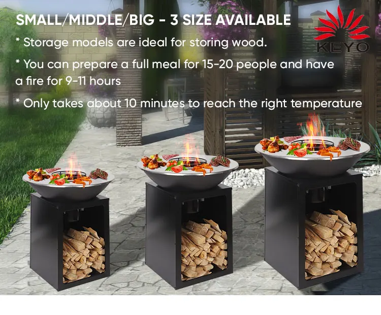 26 Inch Multifunction Outdoor Barbecue Table Wood Burning Firepit ...