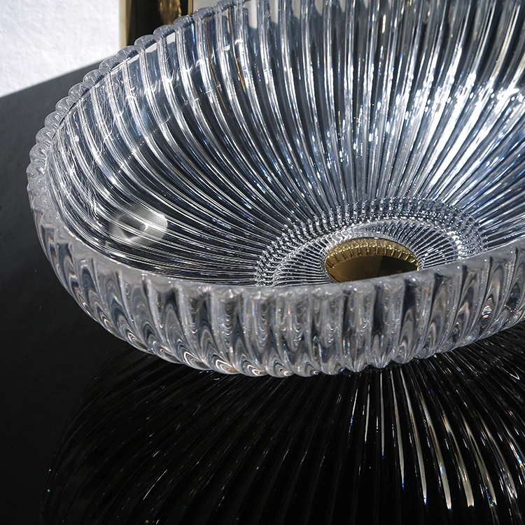 Luxury Hotel Colorful Crystal Transparent Round Bathroom Sink Basin ...