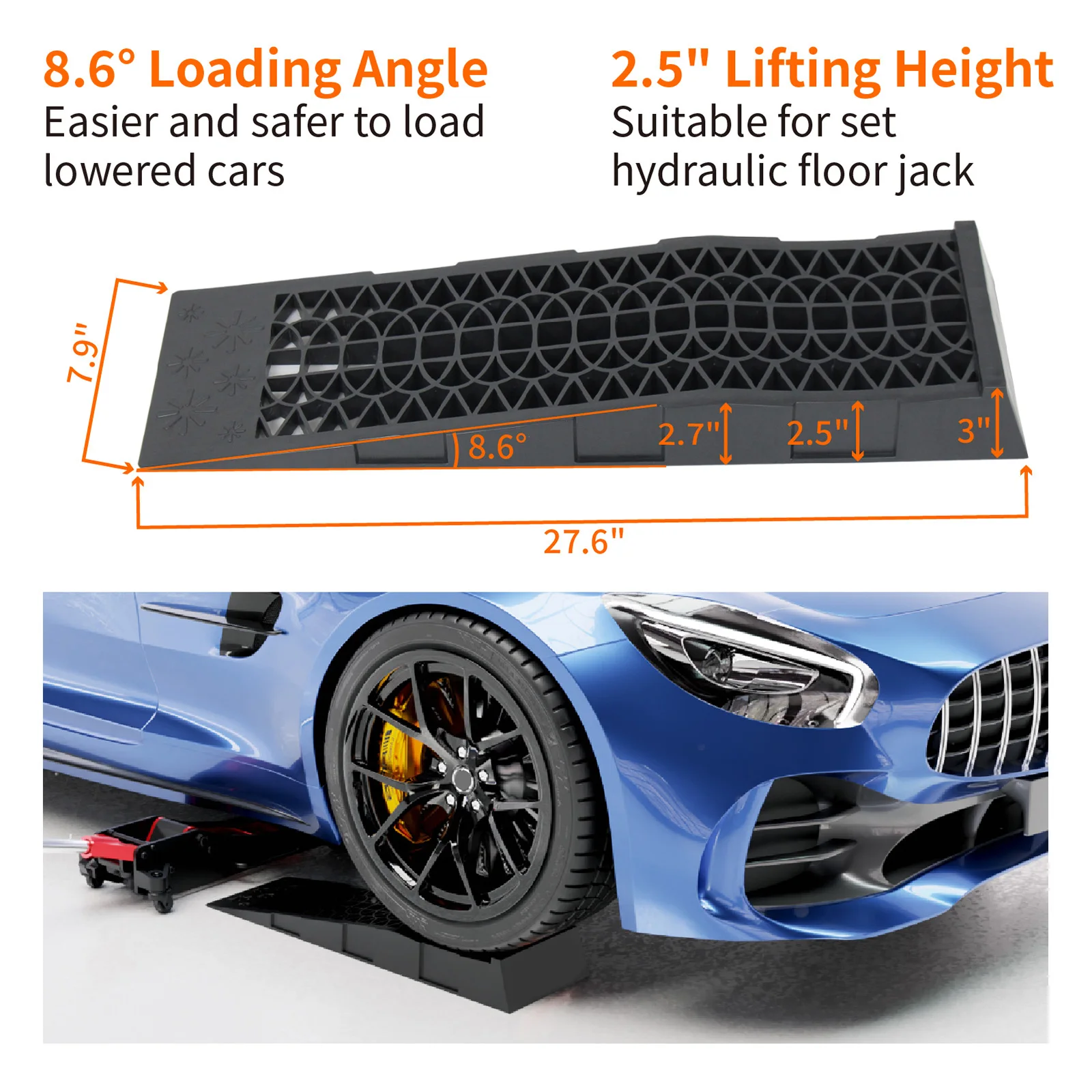 Low Profile Car Plastic Ramps with Anti-Slip Mat - Workercare