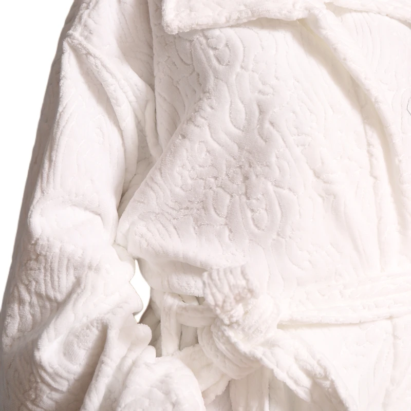 Wholesale Coral Fleece Bathrobe Luxury White Shirt Collar And Self-tie ...