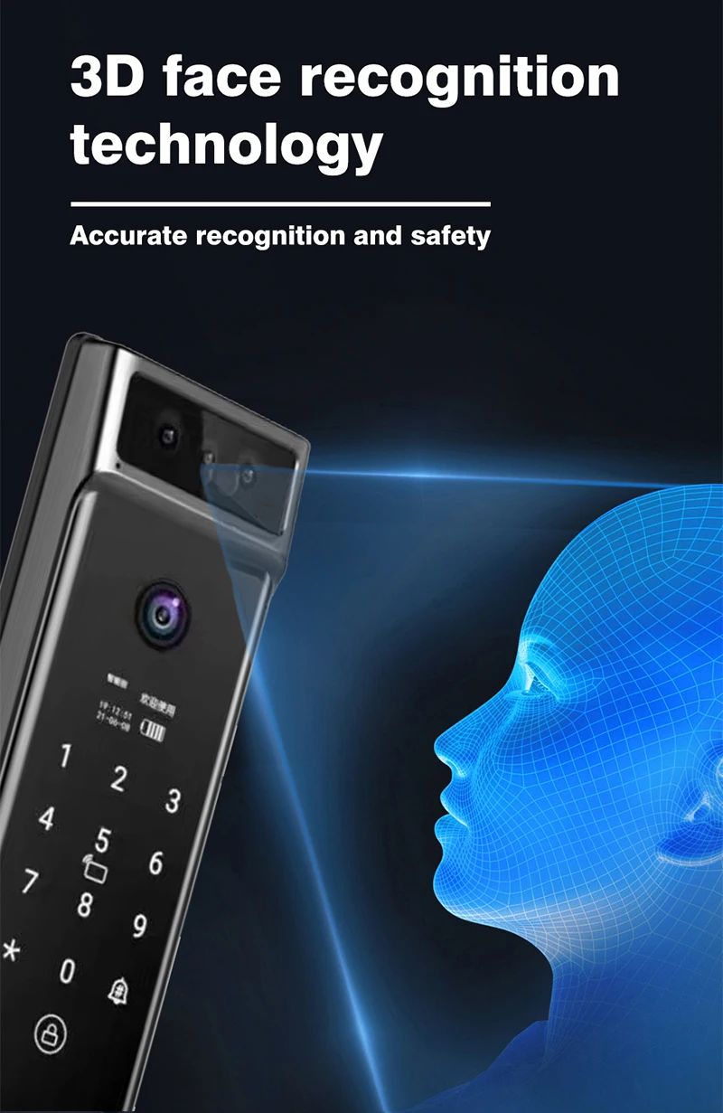 Korea Digital Door Lock Fingerprint Electric Tuya 3D Face Recognition ...