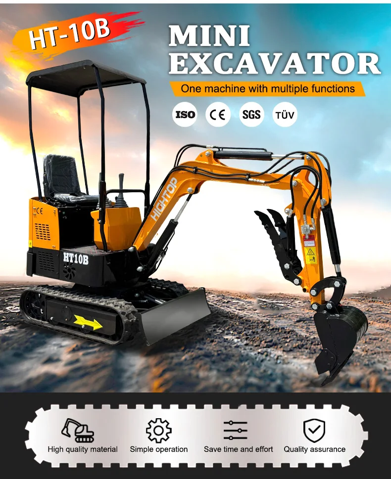 1 Ton Mini Hydraulic Crawler Excavator HT10B Small Digger with Easy ...