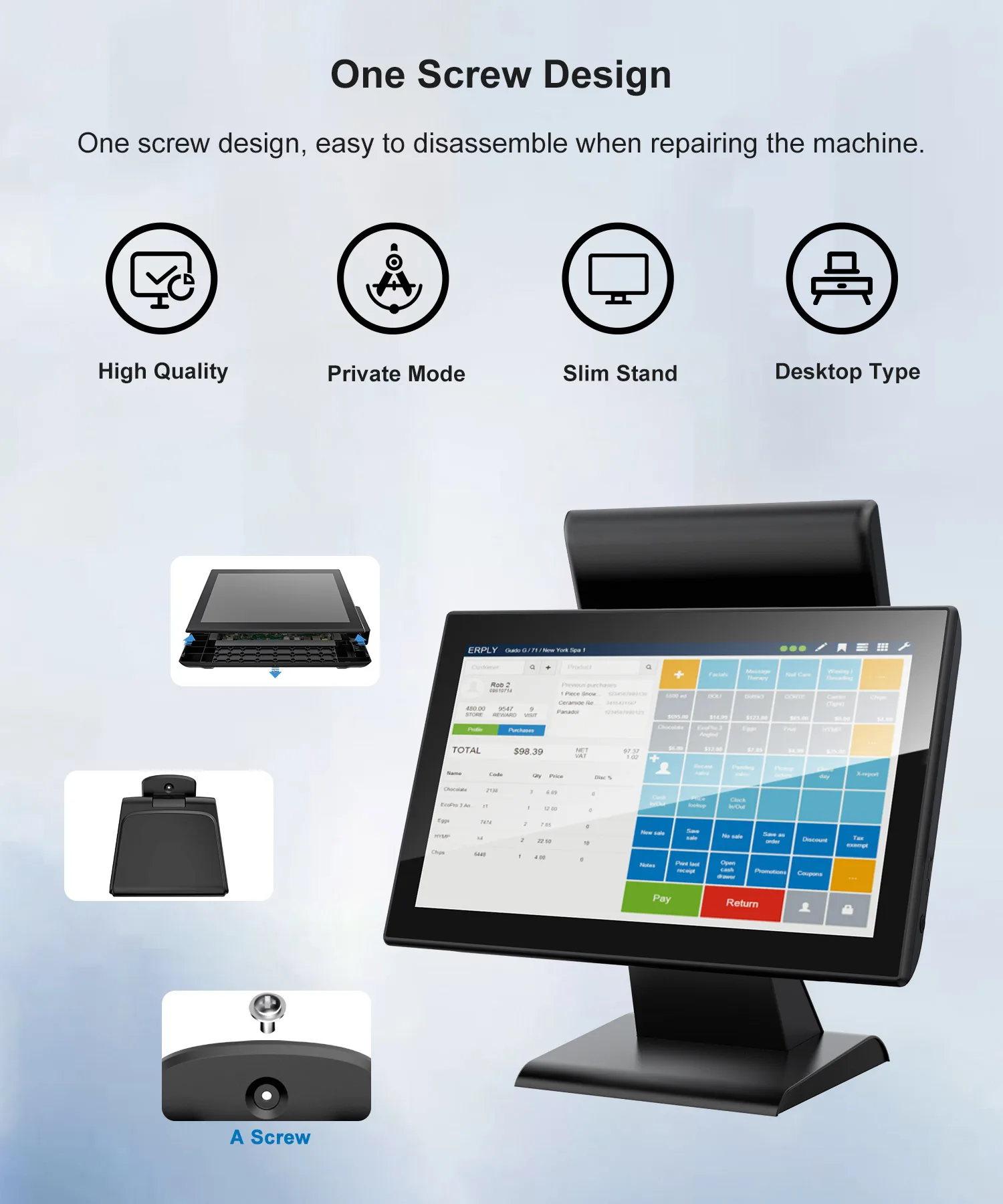 Retail Pos Machine Wifi Cash Register Dual Screen Window All In One Pos ...