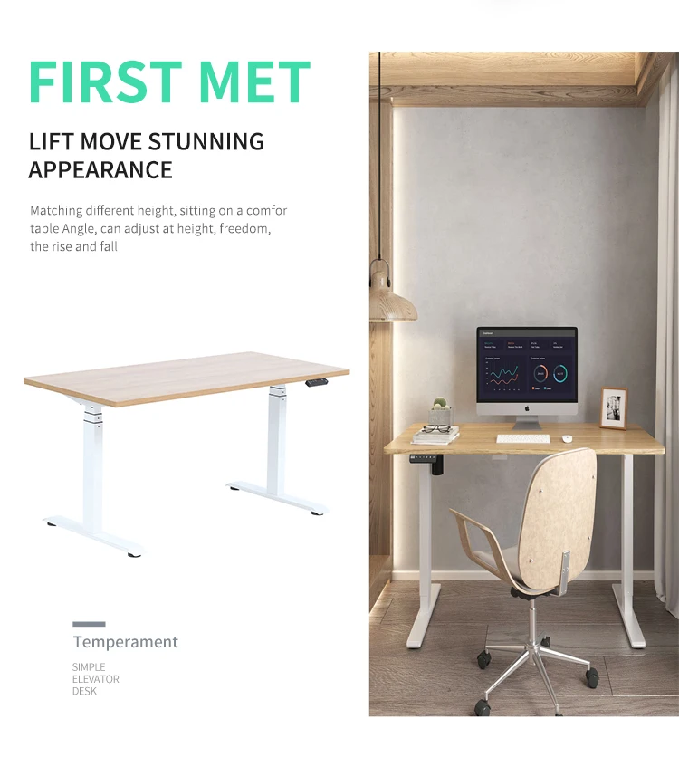 3 Stages Dual Motor Electric Height Adjustable Table Stand Up Lifting ...