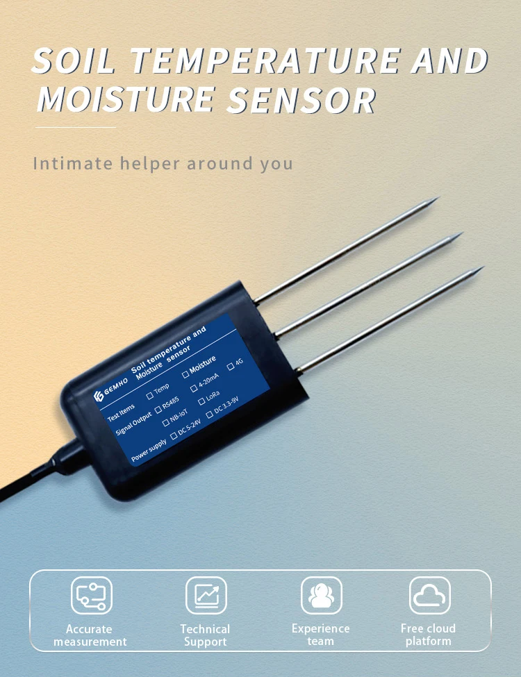 RS485 4-20mA Soil Temperature Humidity Moisture Conductivity ...