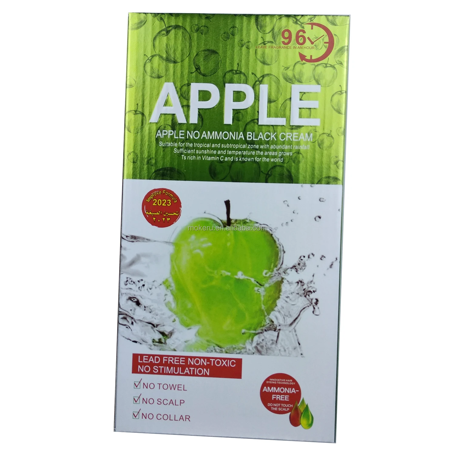 Wholesale No Scalp Apple Hair Color Cream 96 Permanent Black Hair Dye ...