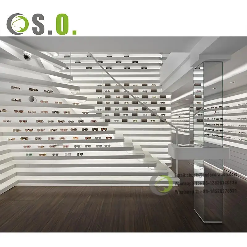 Customized Optical Shop Interior Design Wooden Eyewear Display Cabinet Design for Optician Shop ...