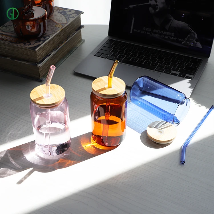 Colored Borosilicate Glass Beer Cans Set 350ml Drinking Glasses Custom ...