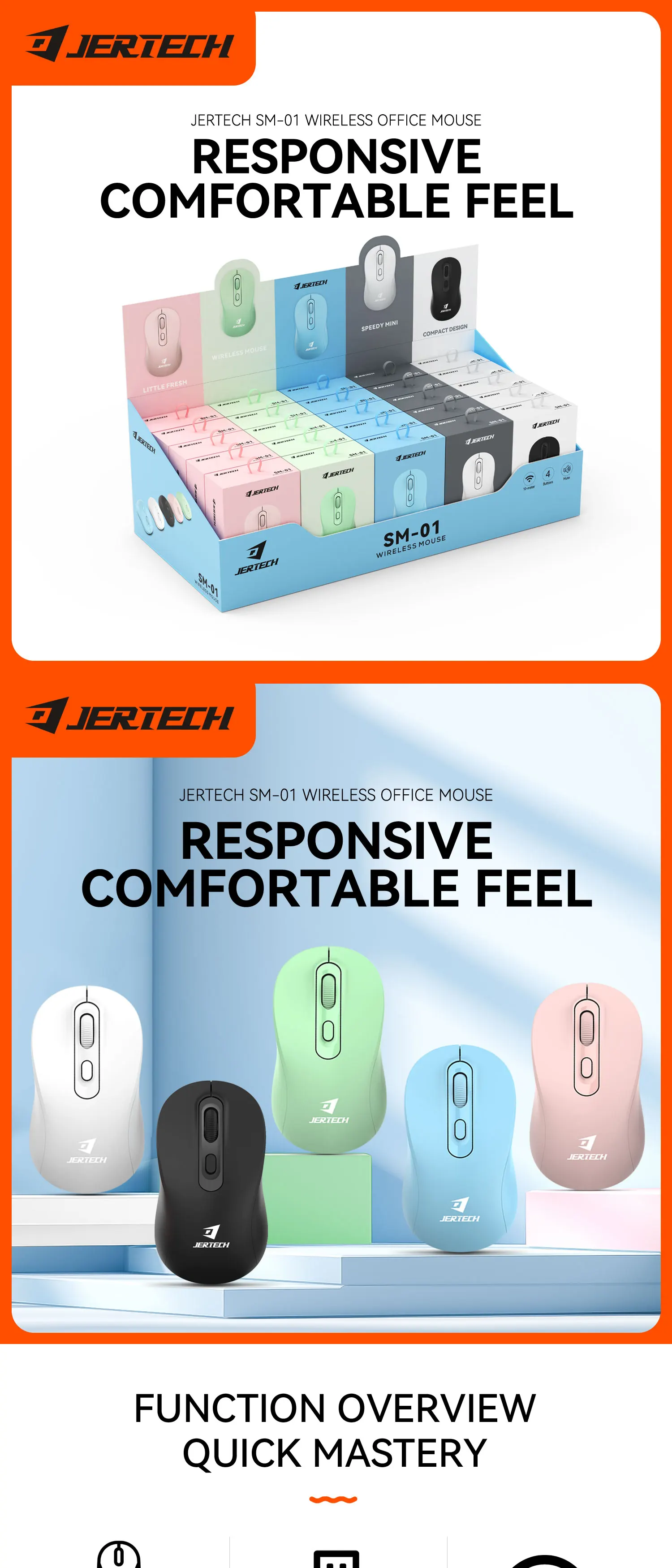 Jertech SM-01 2.4G Wireless Mouse - 1200 DPI Portable Office