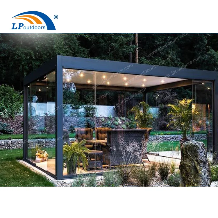 Bioclimatic Gazebo Pavilion with Motorized Adjustable Roof
