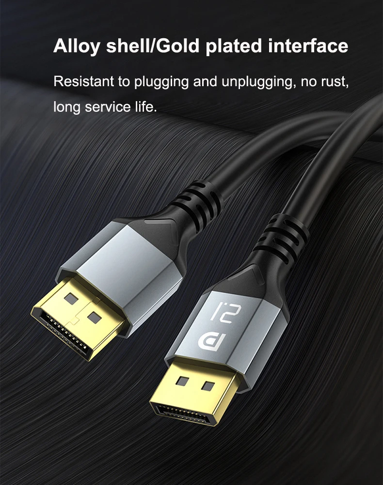 Customized DP to DP Cable 1.4 4K 8K 60Hz UHD Displayport Cable 2.1 Male ...