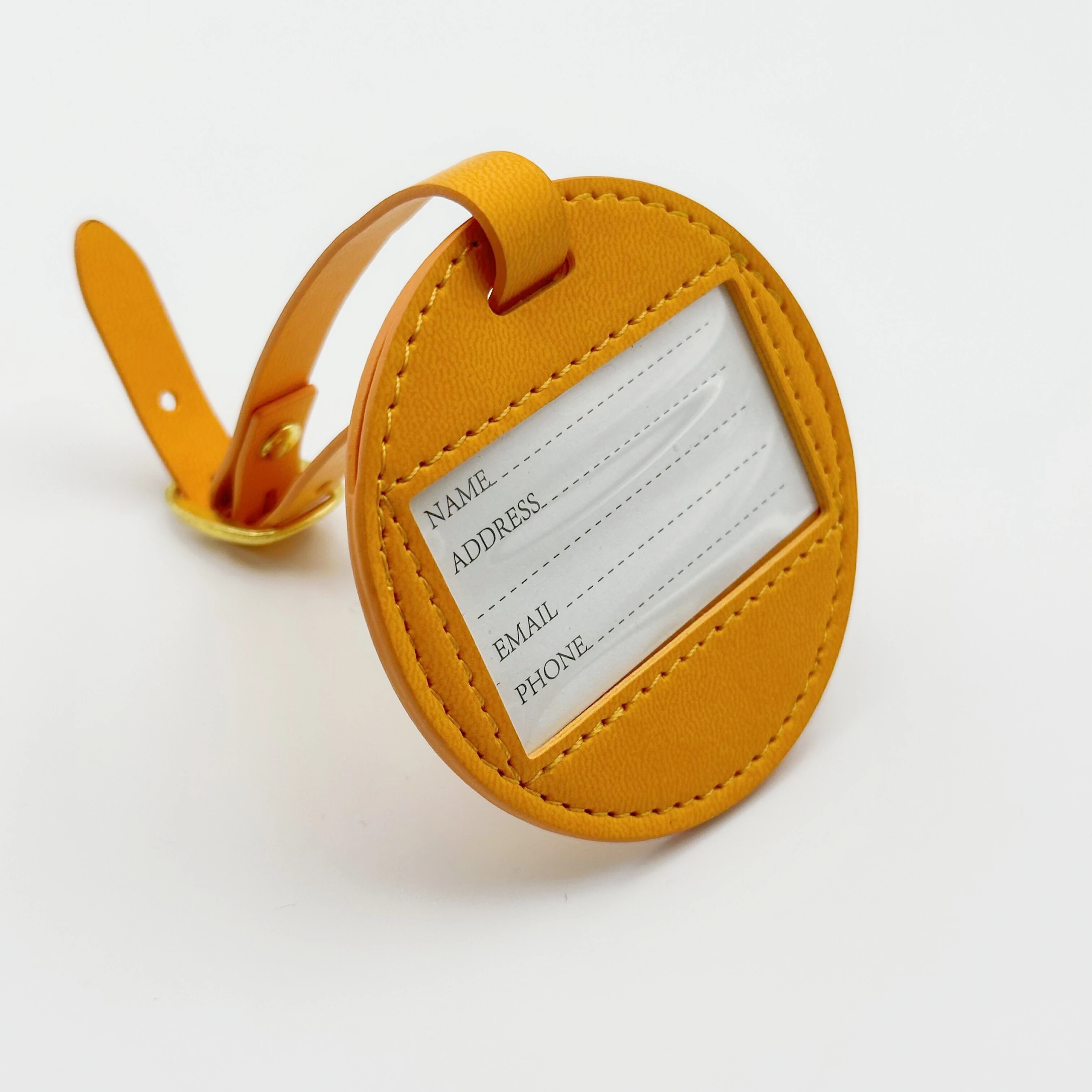 Personalized Embossed English Words Sublimation Custom Logo Round Airplane Pu Leather Travel ...