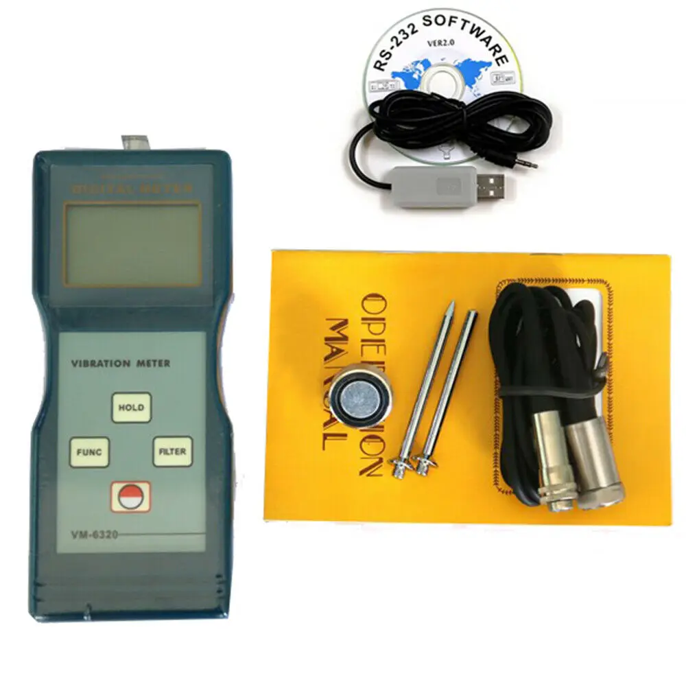 Vibration Meter Analyzer Vibrometer With Displacement 0.001 To 1.999mm ...
