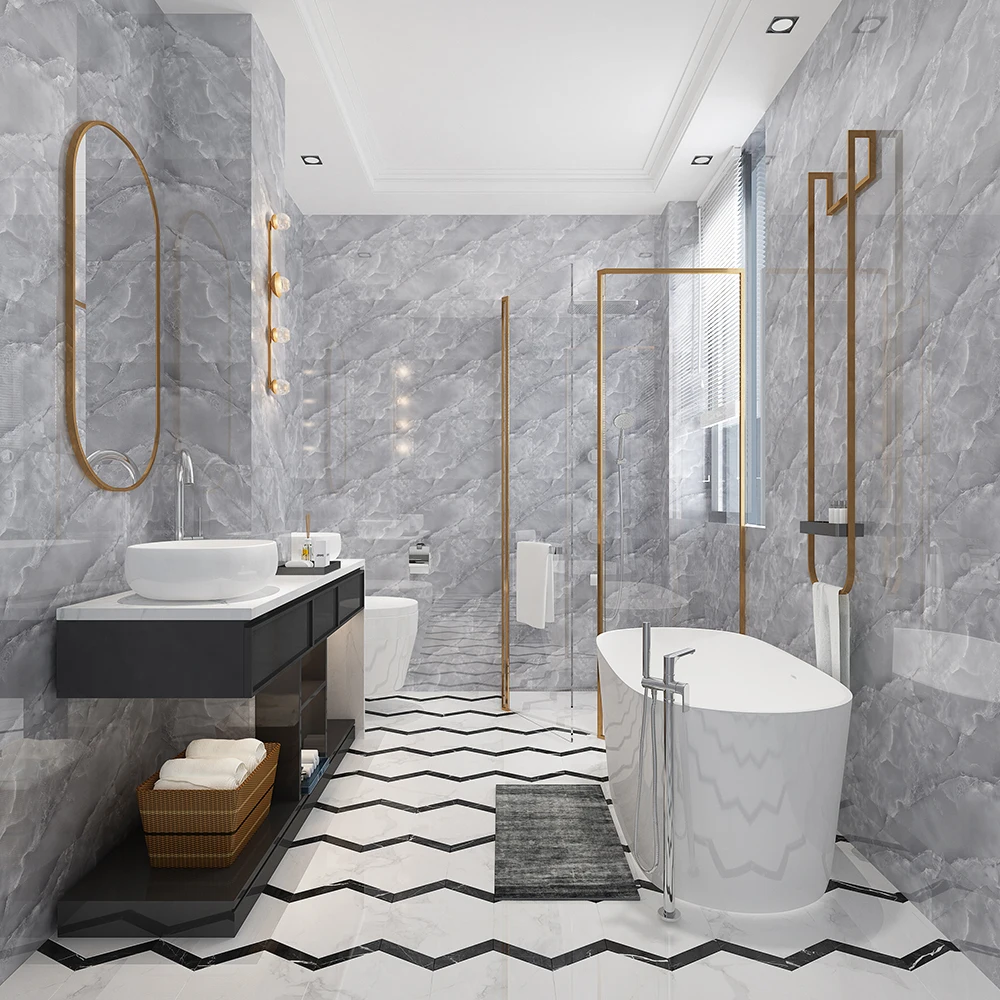 Bathroom plastic waterproof wall pvc panels interior 3d tiles stickers ...