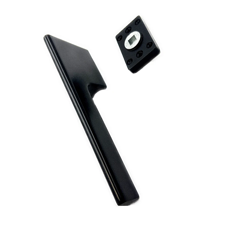 Matte Black Solid Lever Door Handle With Square Rosette For Bedroom ...