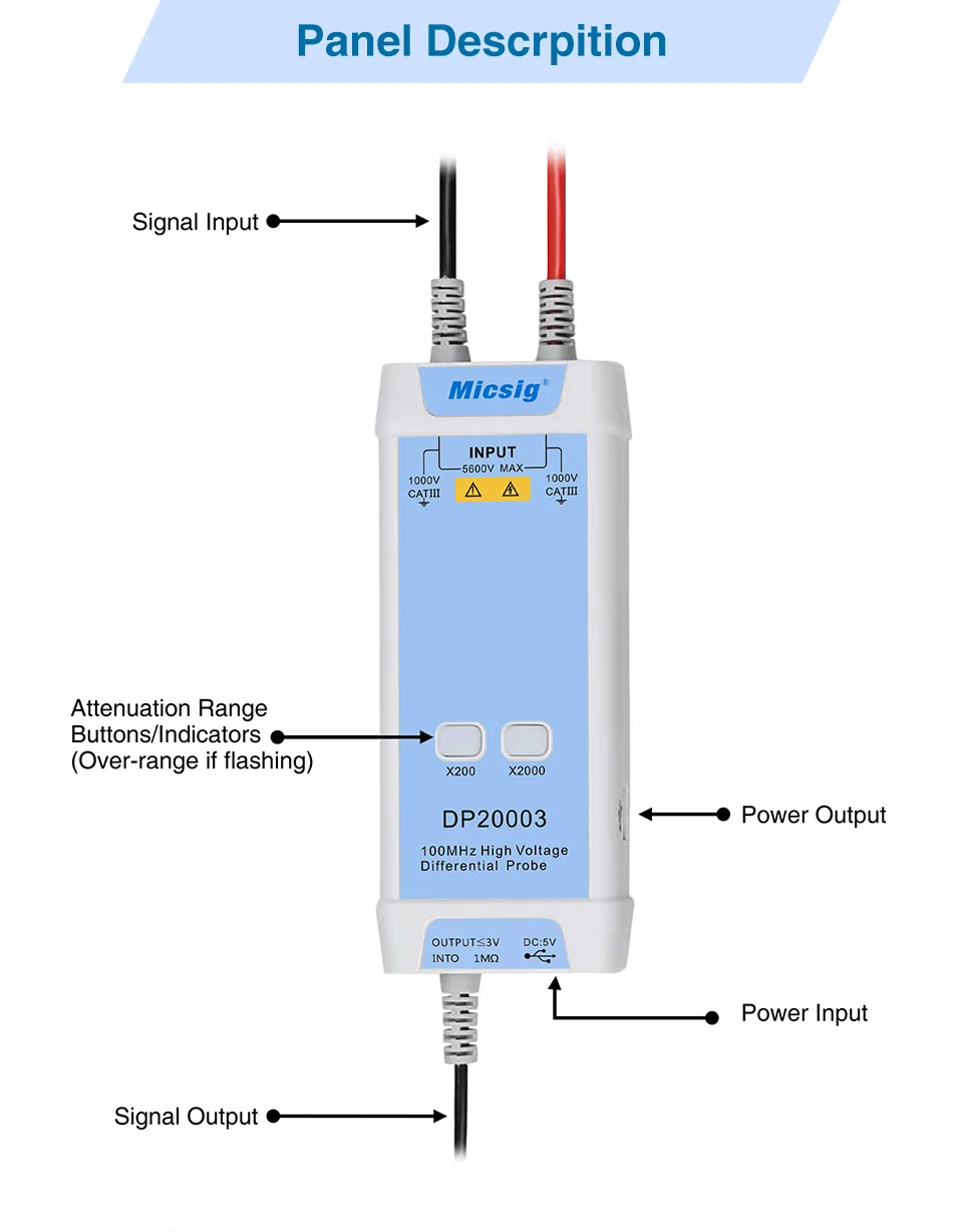 Micsig Dp20003 High Voltage Differential Probe 100mhz Oscilloscope ...