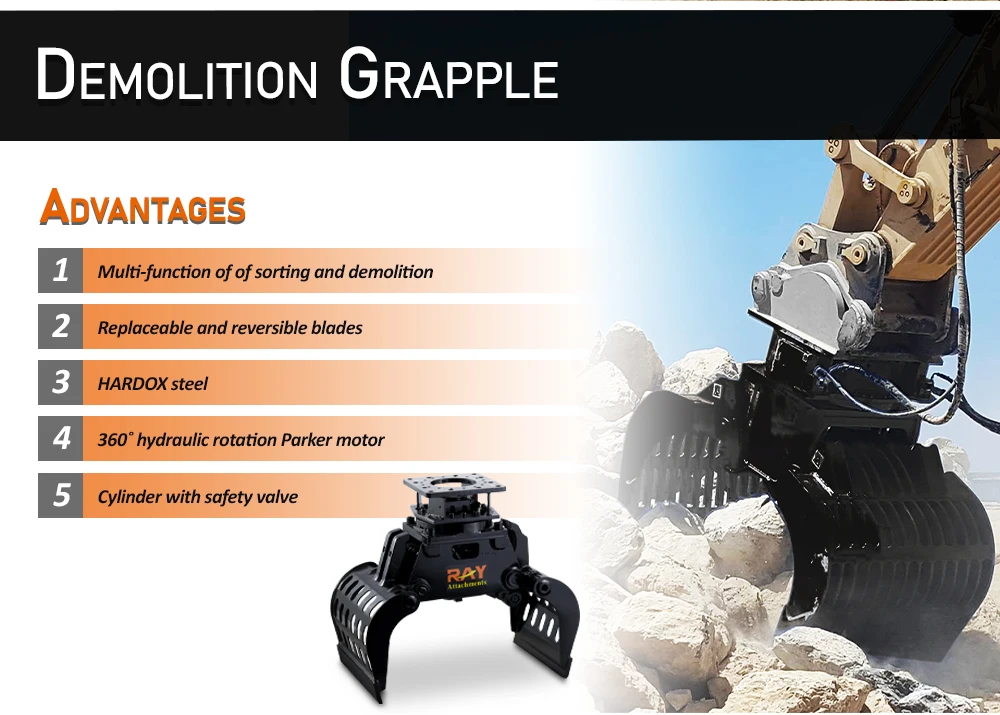 OEM Factory Price Hydraulic Excavator Attachments Log Grab Grapple for ...