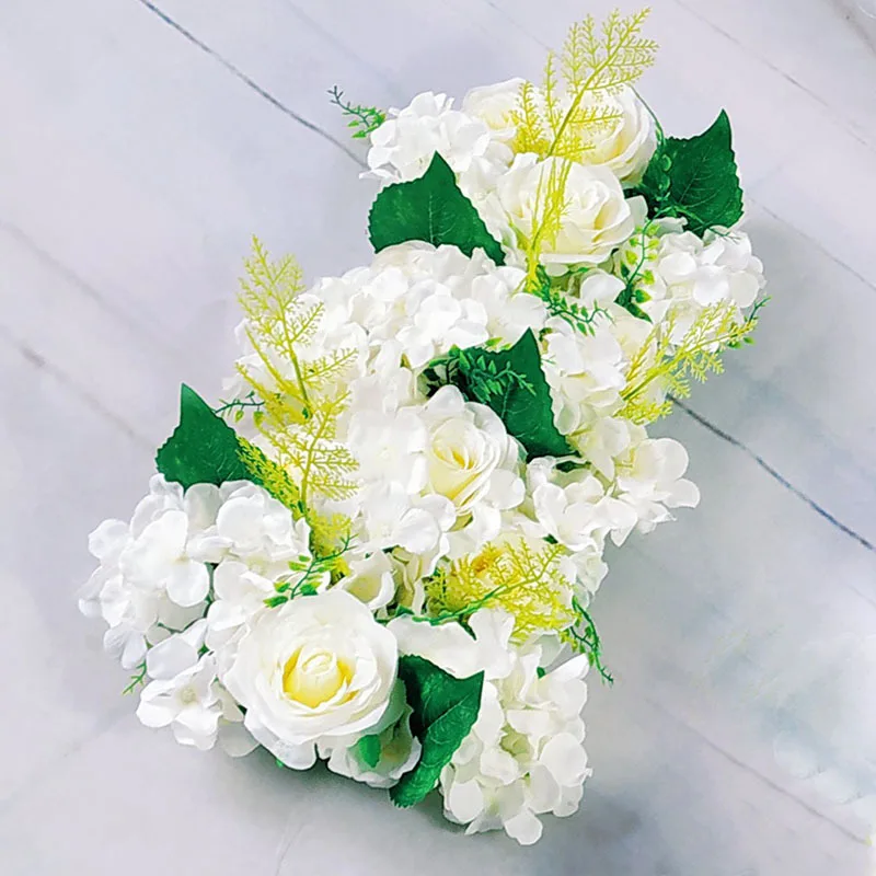 Artificial Flower Conference Table Flower Row Rose Lily Hydrangea Leaf ...