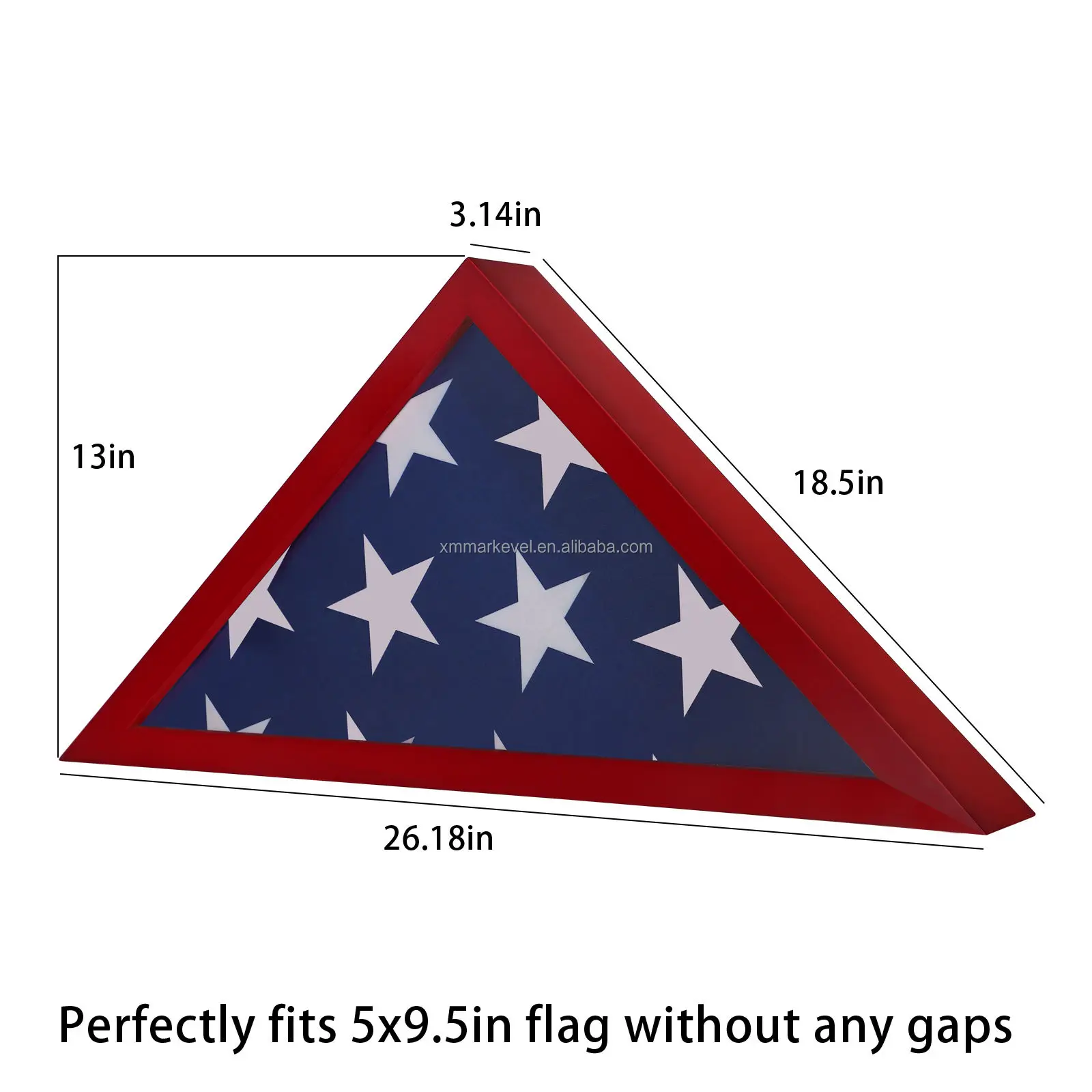 Solid Wood Flag Display Case Triangular Flag Display Case 5 * 9.5" Veterans Wooden Folded Flag ...