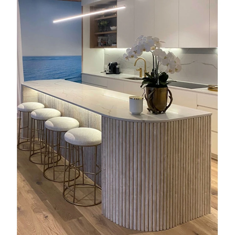 Luxury Cladding Design Natural Stone Flute Marble Ribbled Matt Finish ...