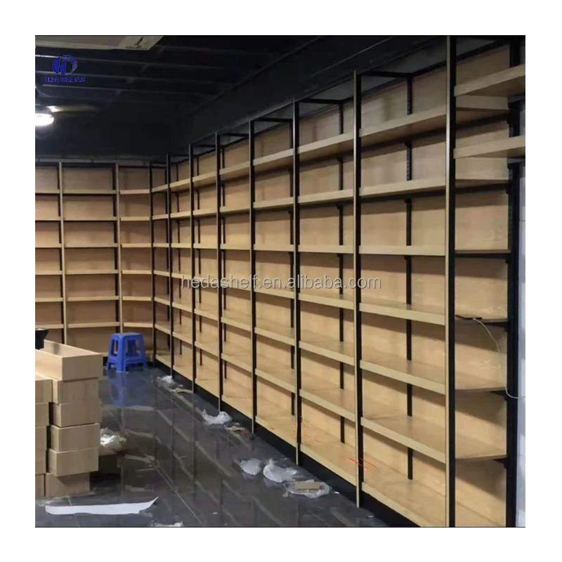 Wooden Display Rack for Supermarkets | Durable Wood & Steel Shelf ...