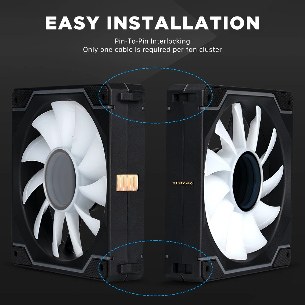 AURA Sync Computer Gaming Pc Cooler Fan Rgb Lights Daisy-chain 3pack ...