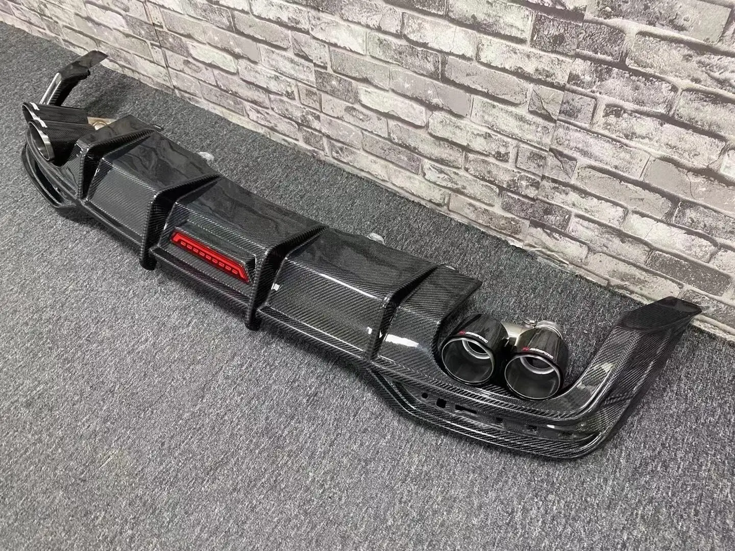 OEM Style Carbon Fiber Rear Diffuser Lip with LED Light for Audi A5 S5