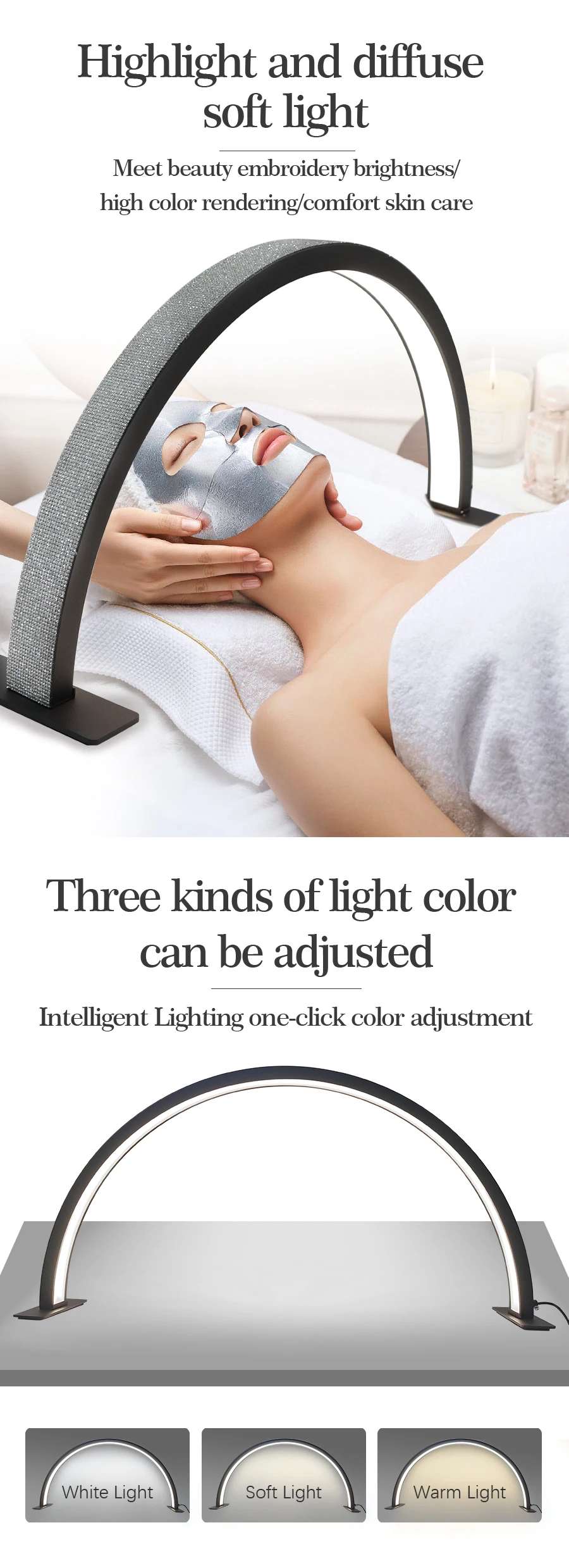 One Piece Half Moon Shape Eyelash Led Beauty Light With Diamond ...