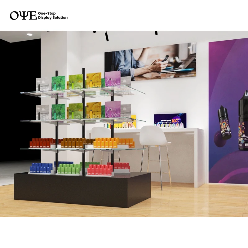 Customized Smoke Shop Interior Design Decoration Retail Glass Display ...