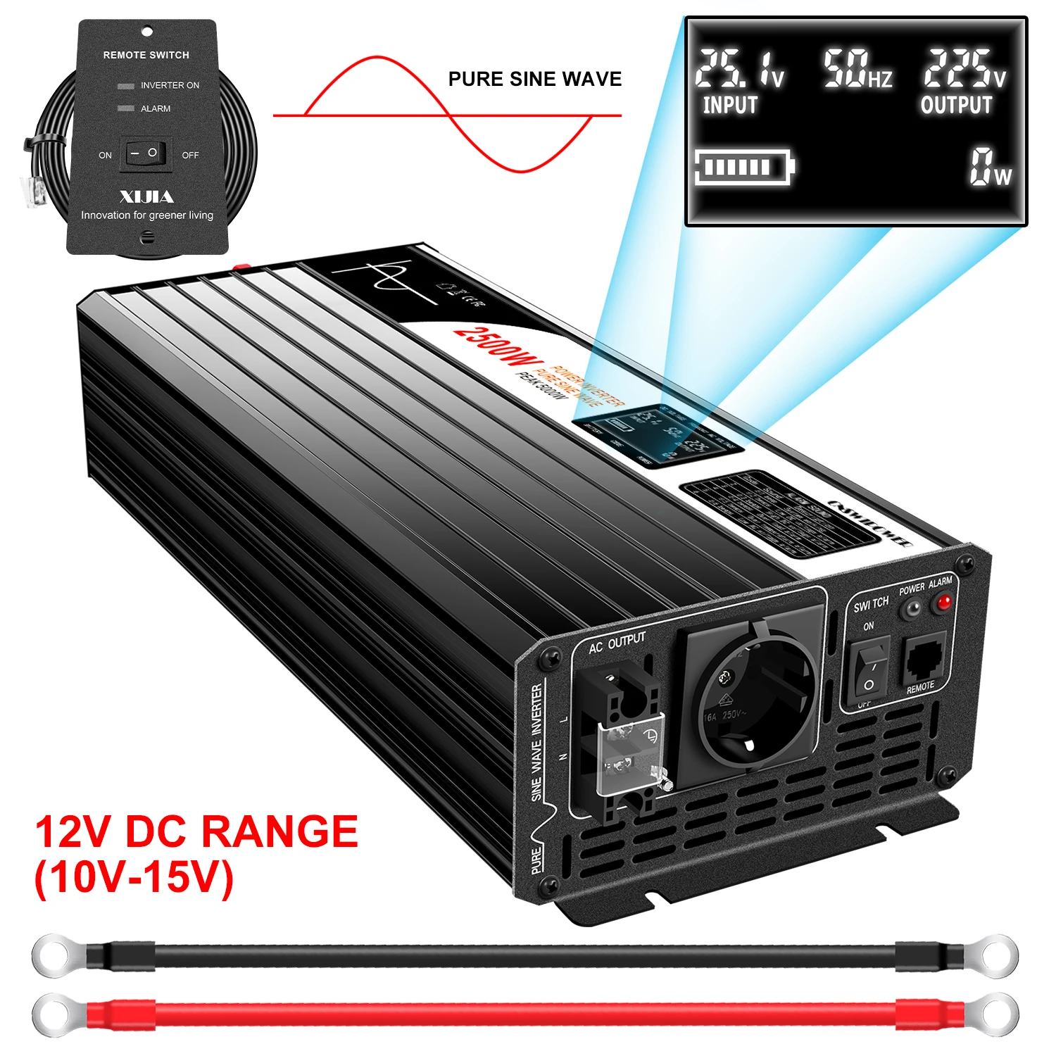 2500W Pure Sine Wave Power Inverter - Reliable DC/AC Conversion
