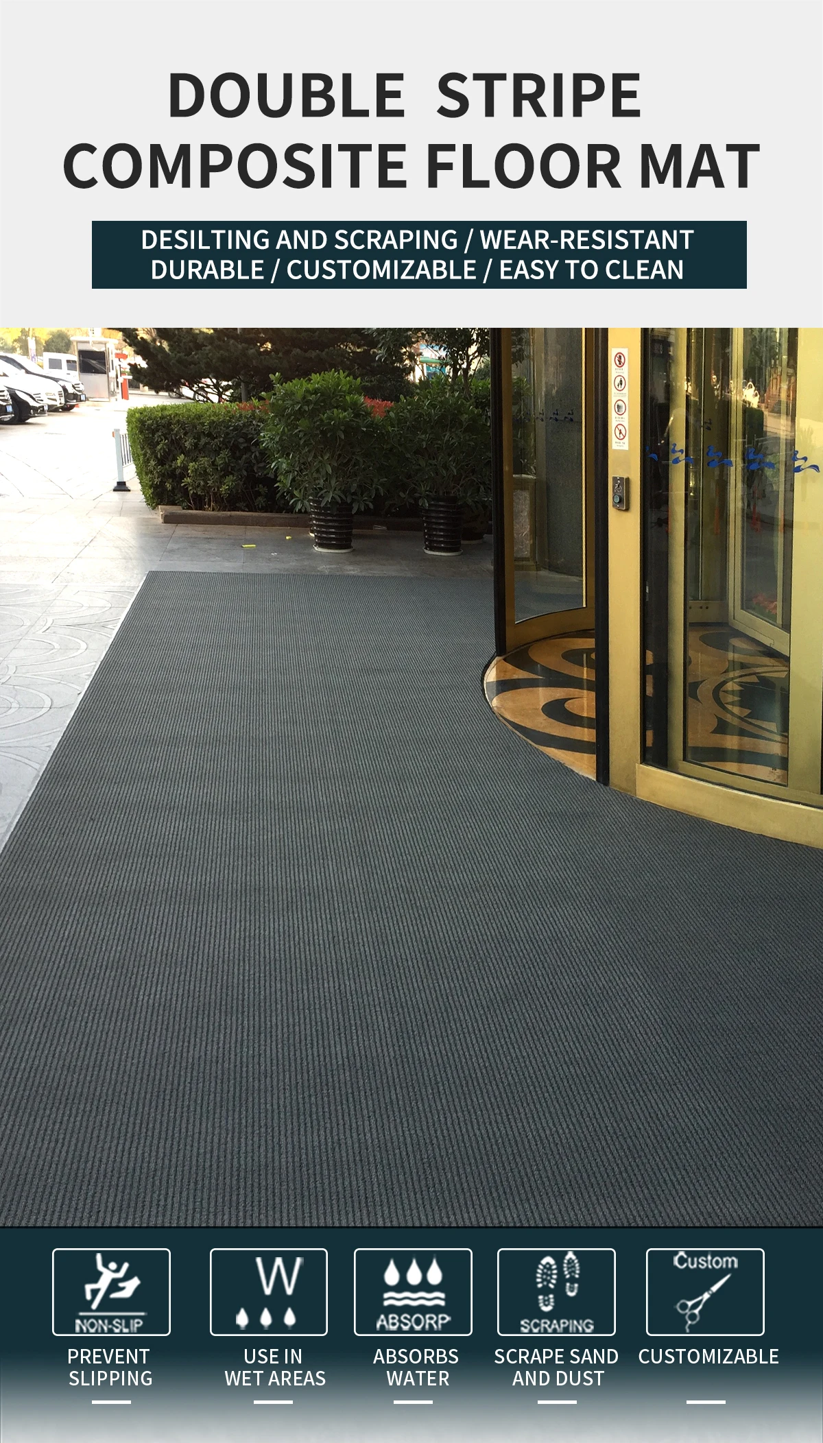 Customized Logo Commercial Outdoor Indoor Non-slip Pvc Stripe Scraping ...