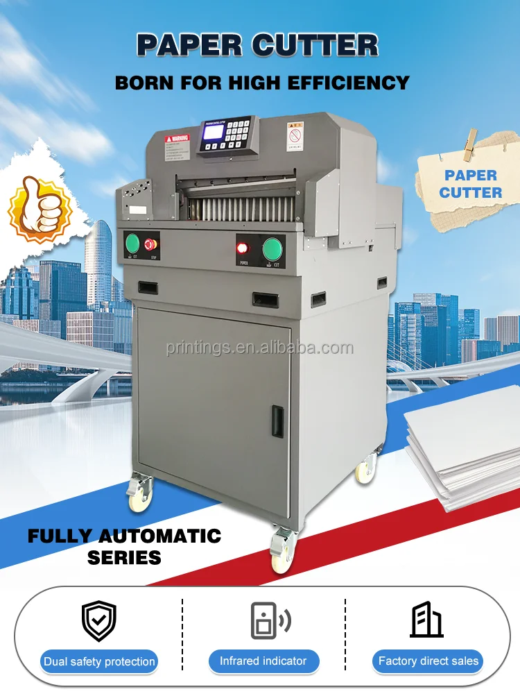 Commercial Grade A4 Guillotine Paper Cutter Electric Power Source Stack ...