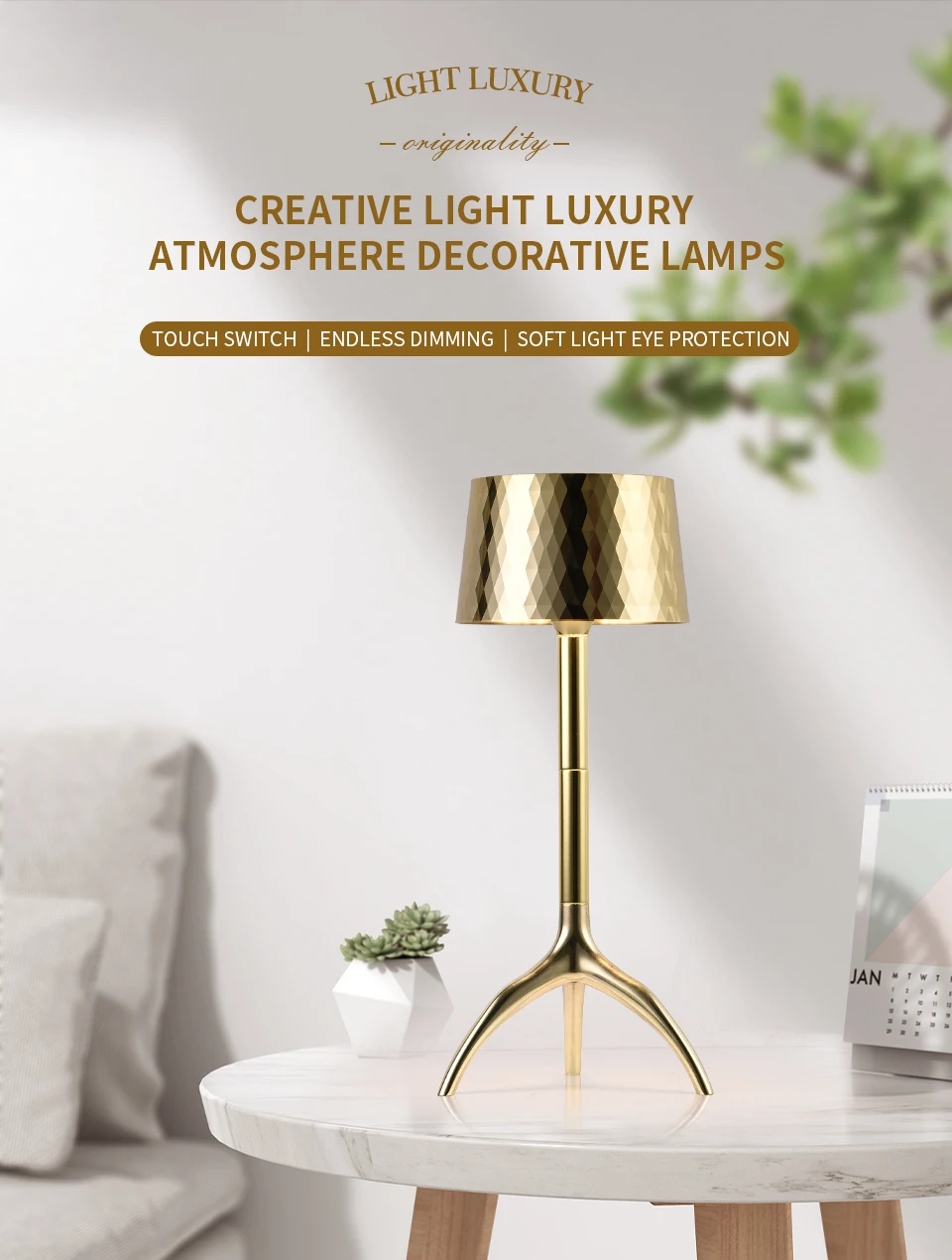 Modern Luxury rechargeable touch metal LED table lamp with wireless ...