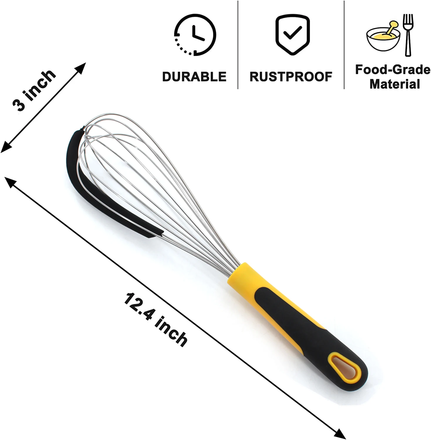 Food-grade Stainless Steel Kitchen Balloon Egg Whisk With Silicone ...