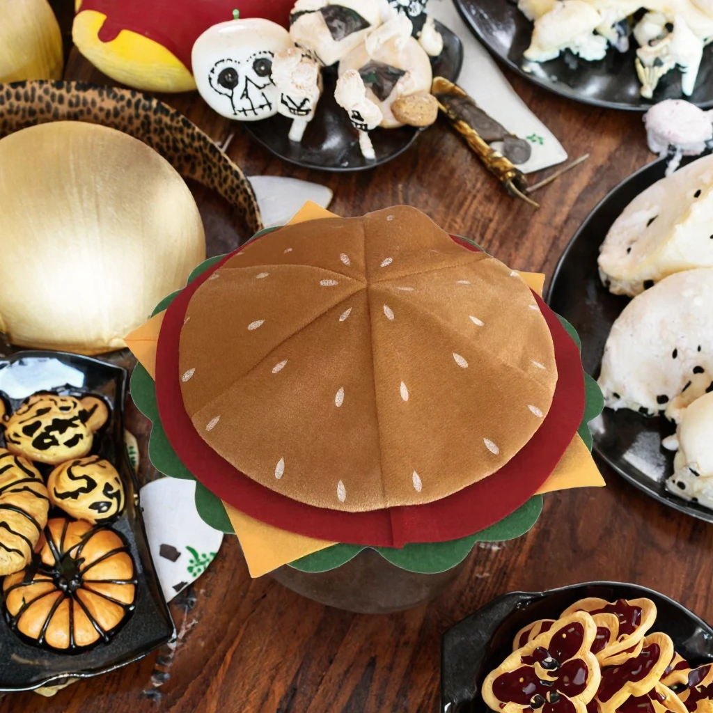 Funny Fast Food Cheeseburger Hat for Adults Halloween Crazy Role Play ...