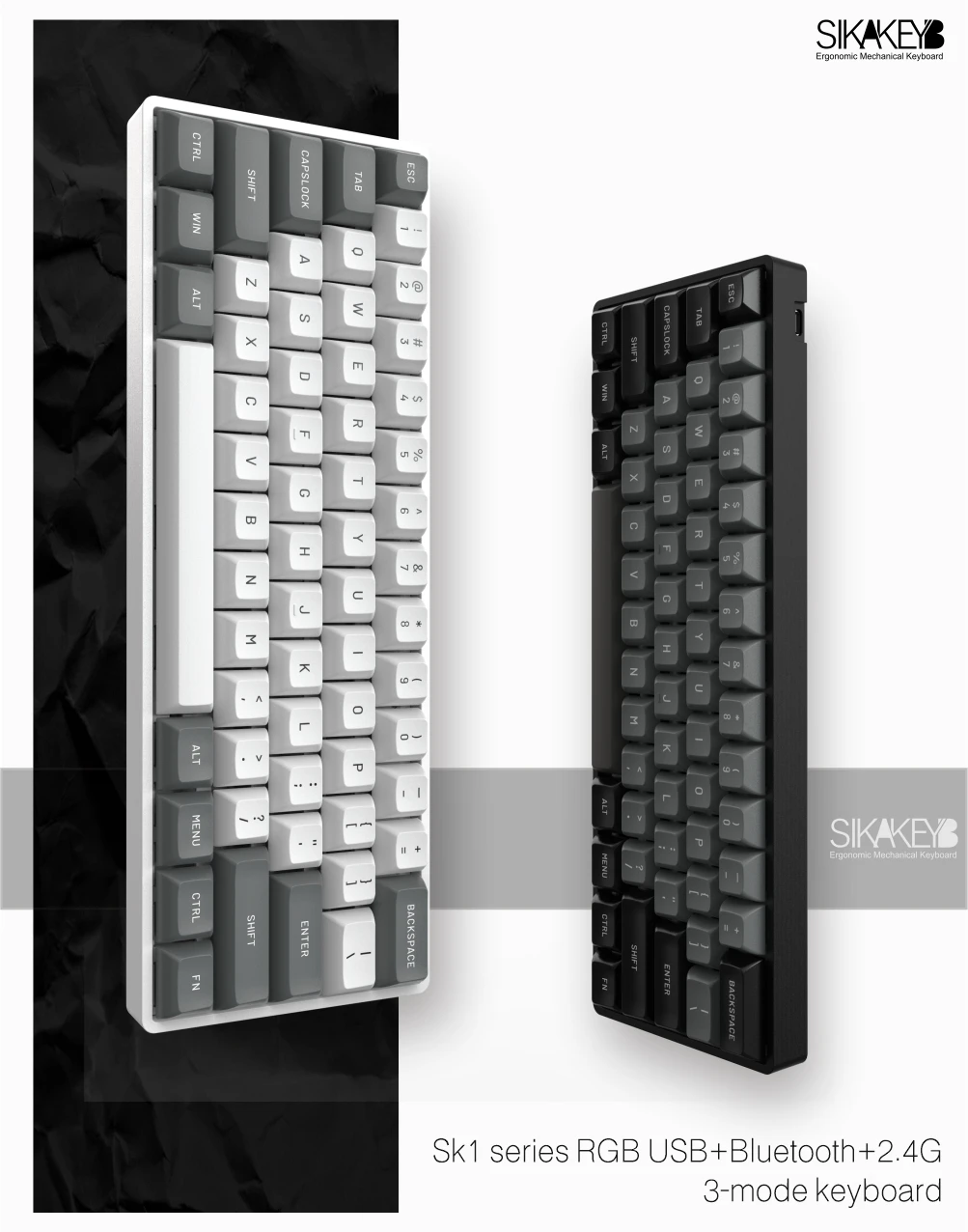 Sikakeyb Sk1 Rgb Usb Wireless Wired 2.4g 3-mode-keyboard 61keye Pbt Two ...