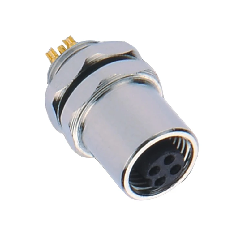 Circular M12 PCB Type Mounting Connector Front Panel Mount Female ...