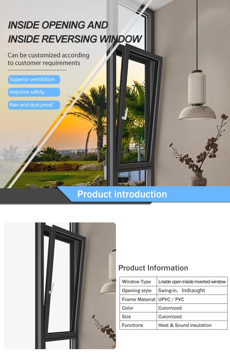 High Quality Double Tempered Glass Windows Aluminum Tilting And ...