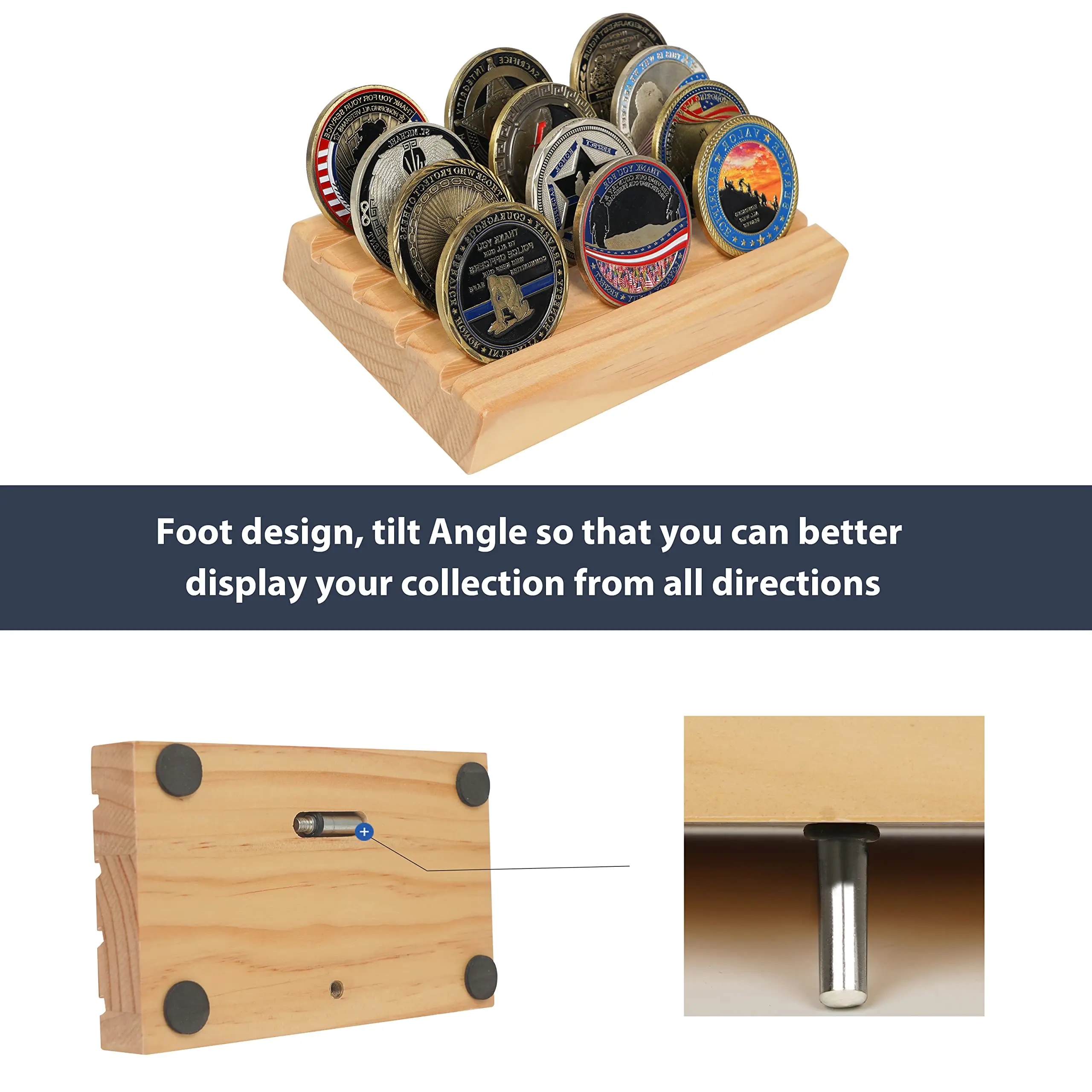 Wood Challenge Coin Holder Display Challenge Coin Display Stand Solid ...