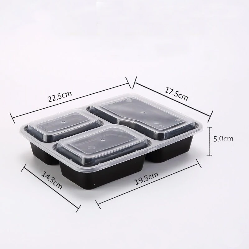 3 Compartments Microwave Plastic Takeaway Meal Prep Pp Disposable Food ...