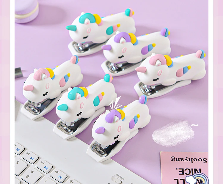 2024 Custom Mini Stapler with Cartoon Unicorn Macaron Color