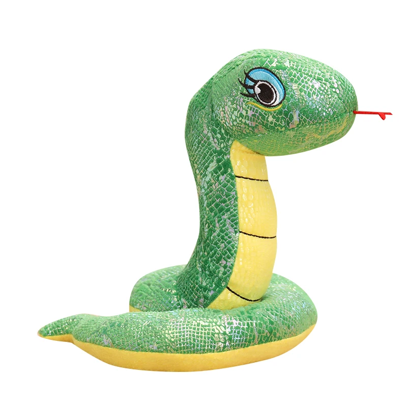 Simulated Sequin Snake Doll Realistic Green Plush Snake Stuffed Animal ...