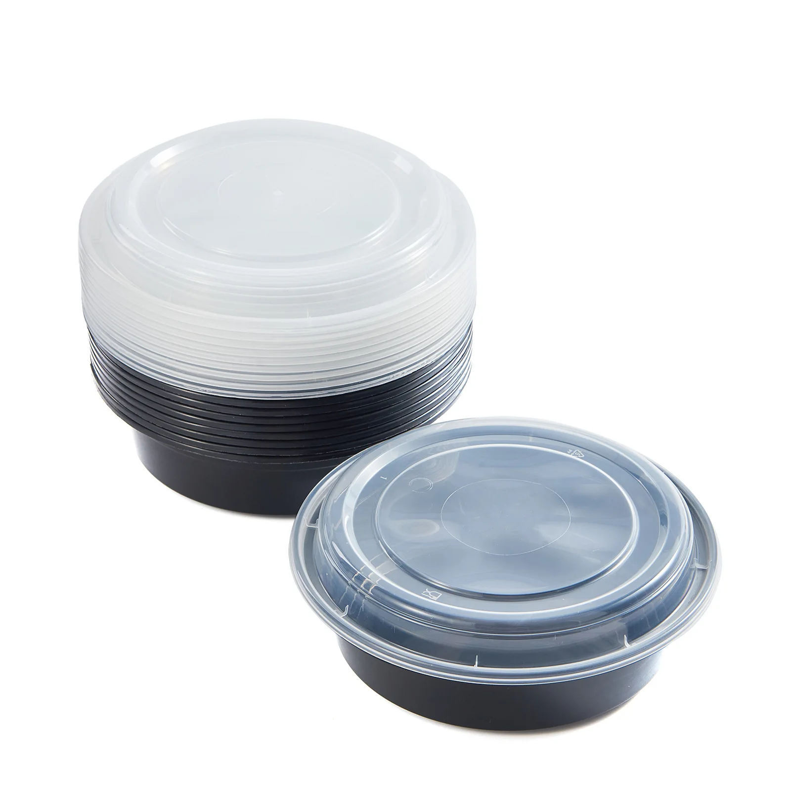 24oz Black Round Food Containers With Lids Microwavable Bento Box - Buy ...