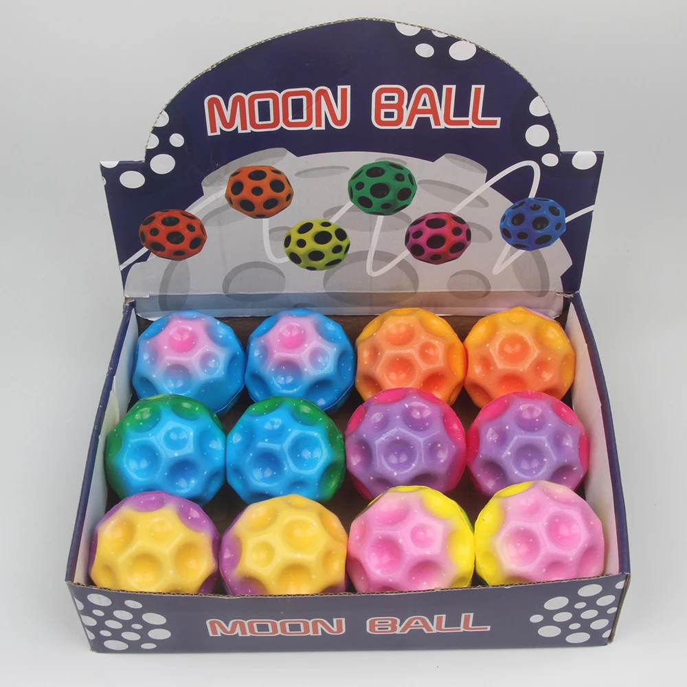 Pu Foam Stress Relief Fidget Toy Pu High Bounce Colorful Soft Moon Ball ...