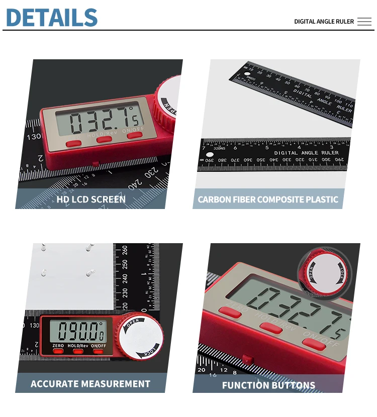 200mm Digital Angle Ruler - Precise Electronic Measurement