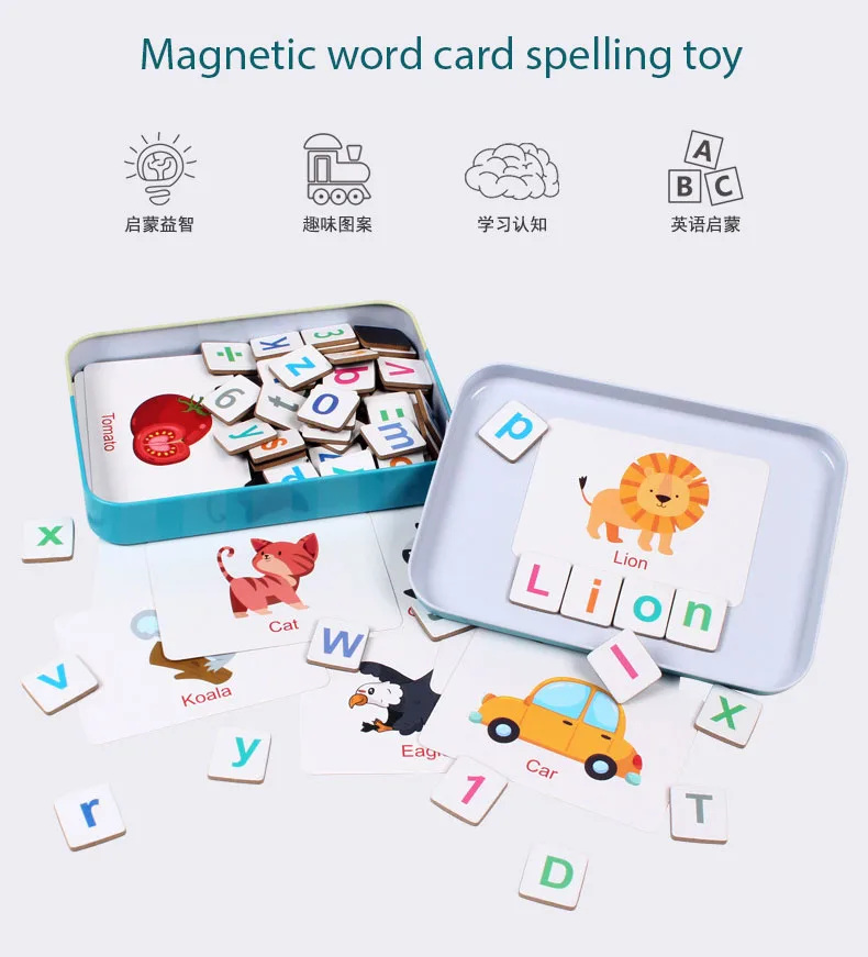 Wooden Magnetic Letters Alphabet And Numbers Refrigerator Magnet Flash ...