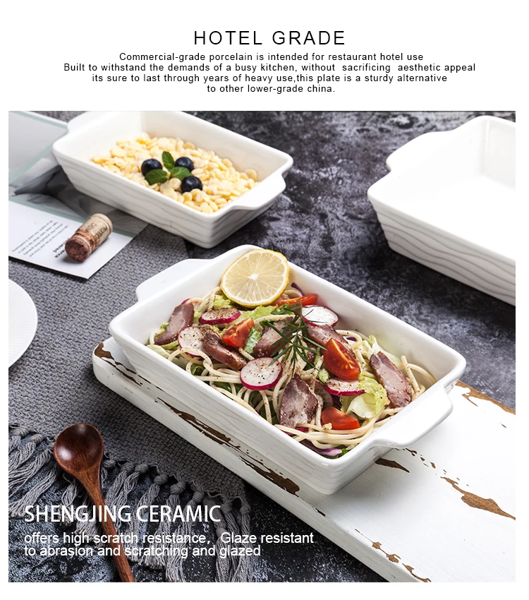 Custom White Rectangular Ceramic Porcelain Microwave Ovenware Food ...