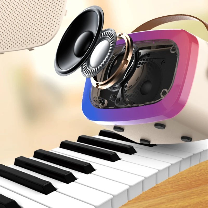 Mini Cute Bluetooth Karaoke Speaker LED Light With Sound Music Player ...