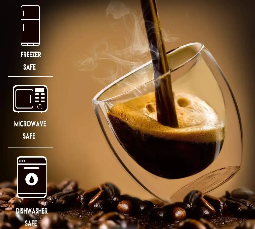 Custom Coffee Glass Cup Milk Tea Glass Cup Double Wall Water Coffee ...